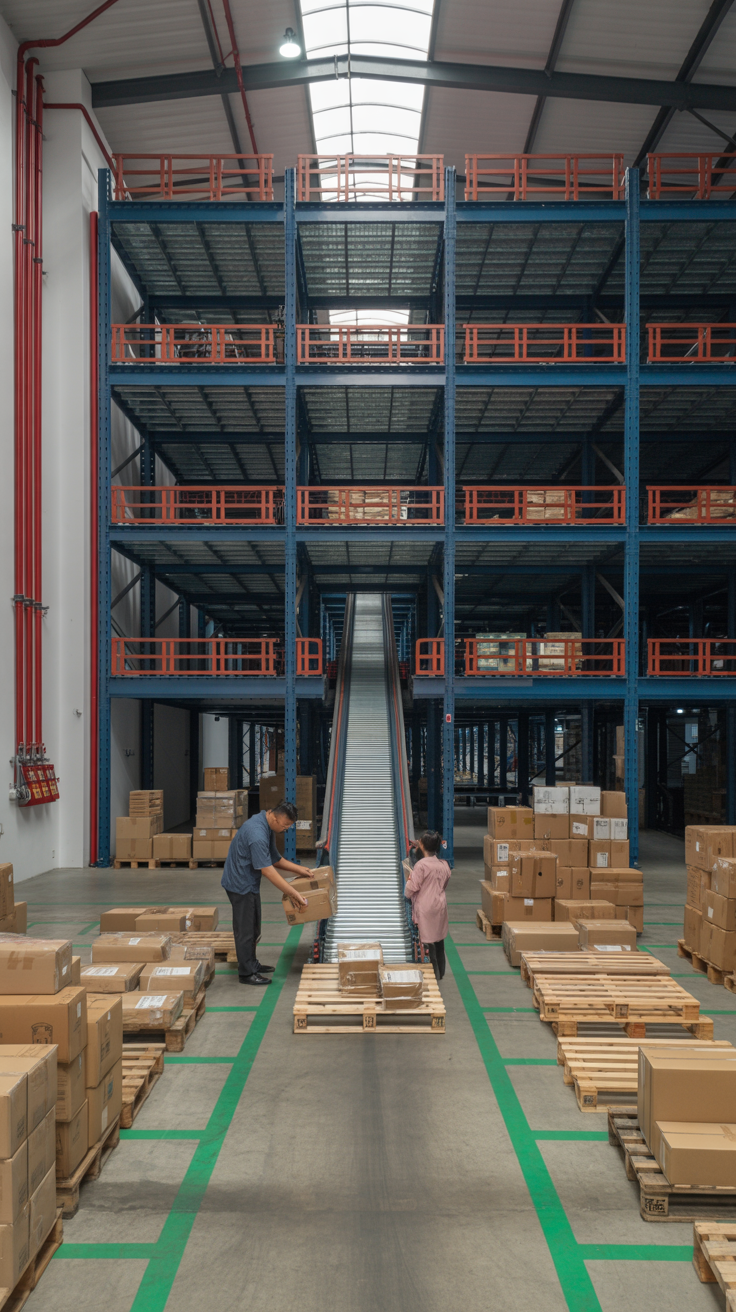 Warehouse with multilevel platform and racking in shah alam